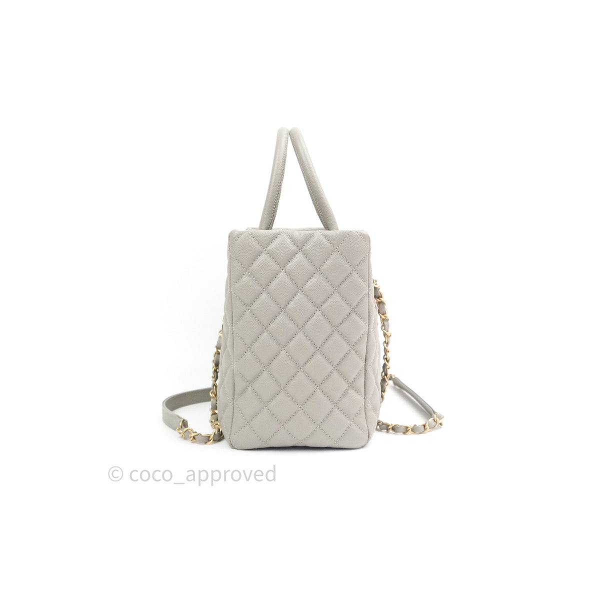 Chanel Quilted Medium Coco Handle Shopping Tote Grey Caviar Gold Hardw ...